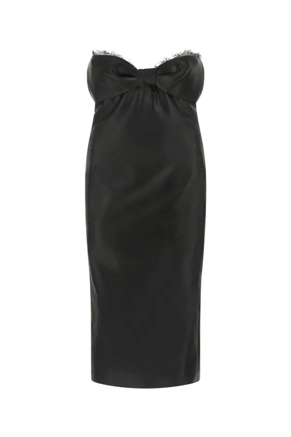 Saint Laurent Satin Slip Dress With Bow Detail