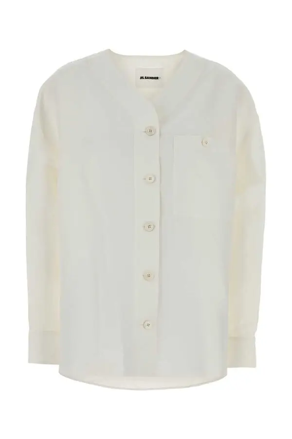 JIL SANDER Linen-blend Oversize Shirt - White