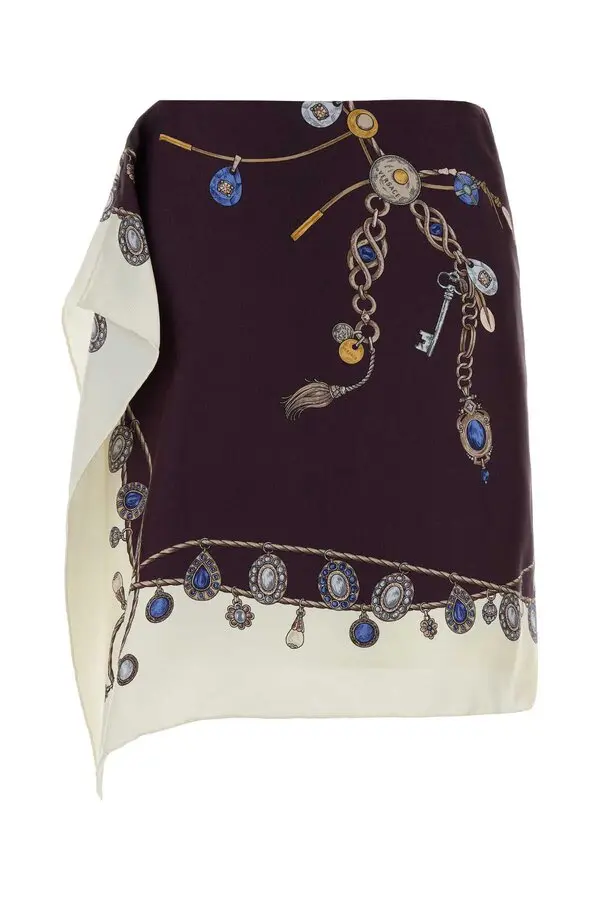 Versace Pleated Silk Mini Skirt With Barocco Print - Printed