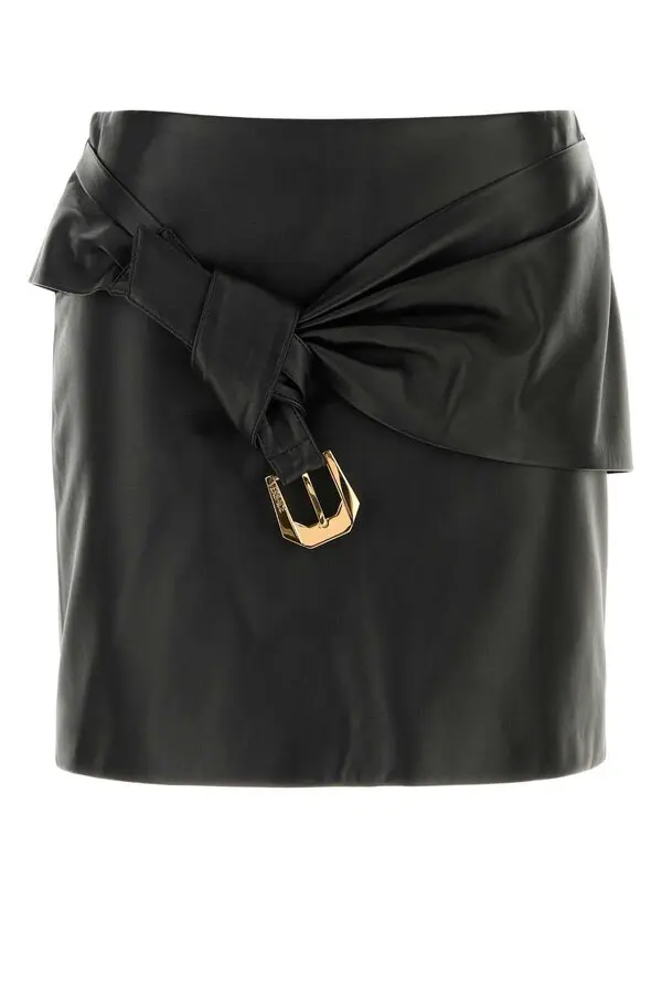 Versace Leather Mini Skirt With Belted Detail