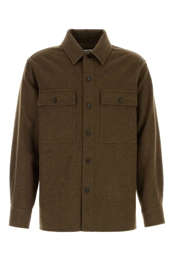 JIL SANDER Khaki Wool Shirt - Green
