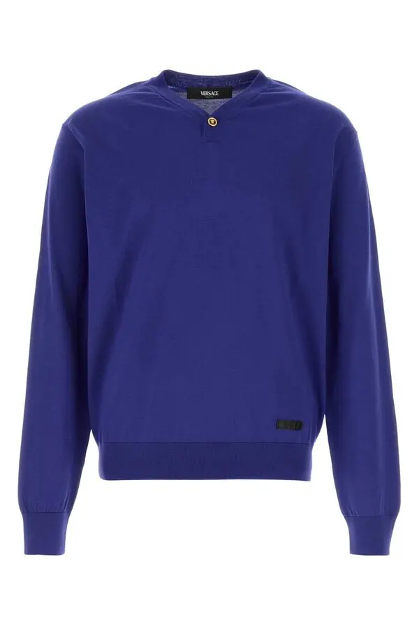 Versace Silk-blend Sweater In Cotton And Silk Knit