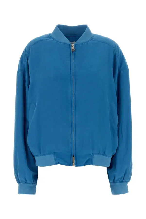 Versace Poplin Embroidered Jacket - Light Blue