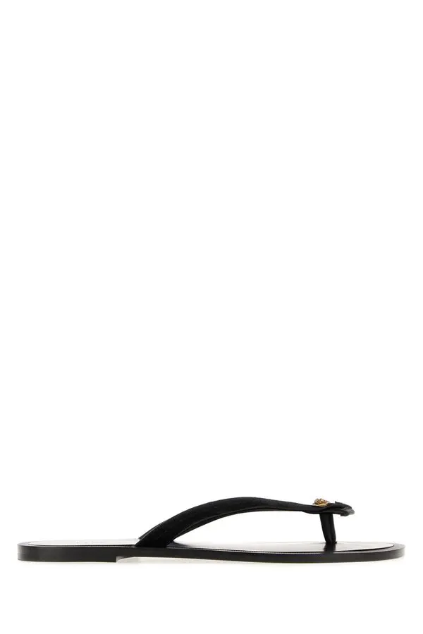 Versace Suede Thong Slippers With Leather Sole