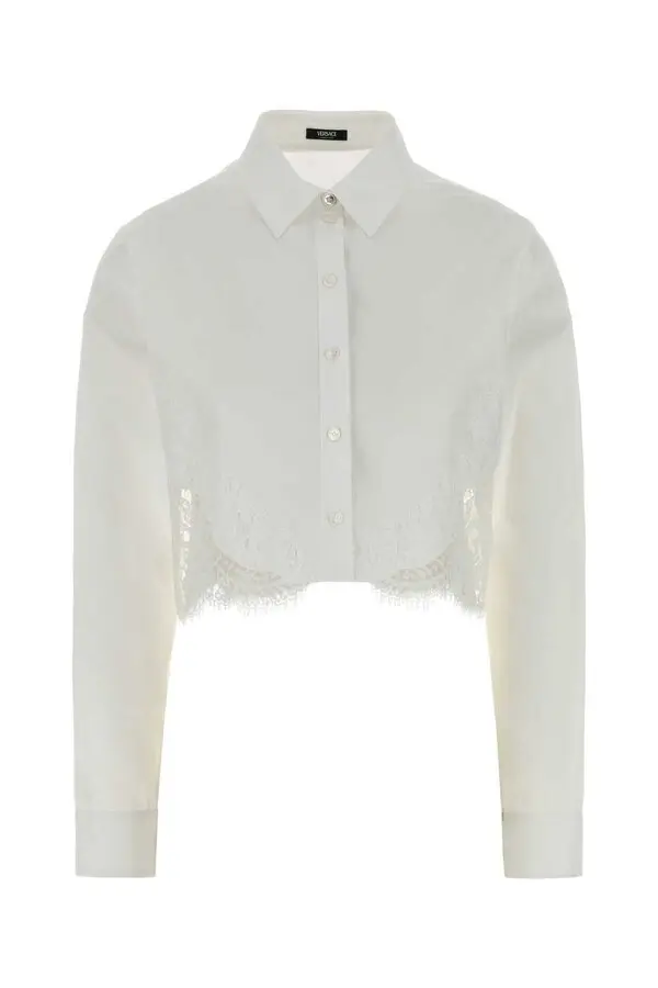 Versace Cotton-blend Poplin Shirt With Lace Trim