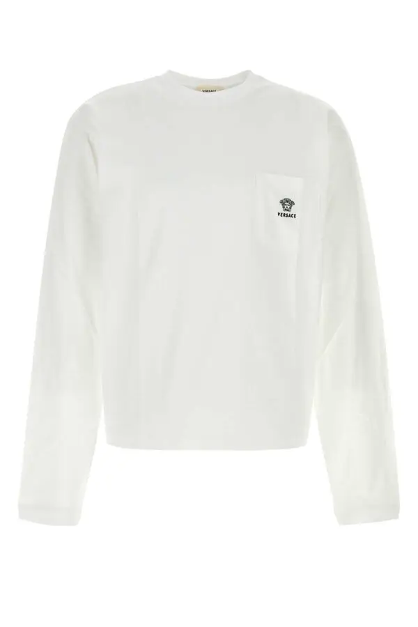 Versace Cotton T-shirt With Embroidered Detail - White