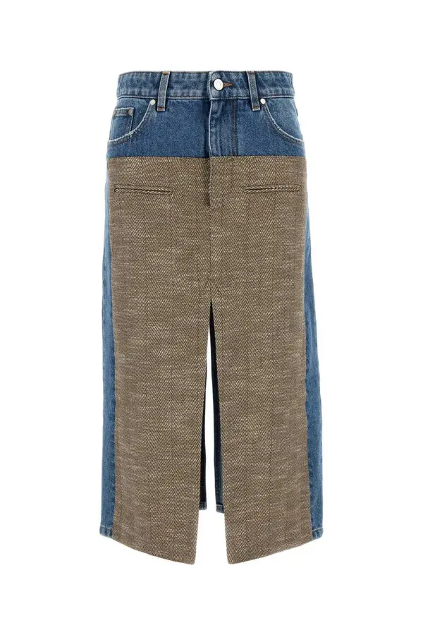 Stella McCartney Denim And Tweed Skirt