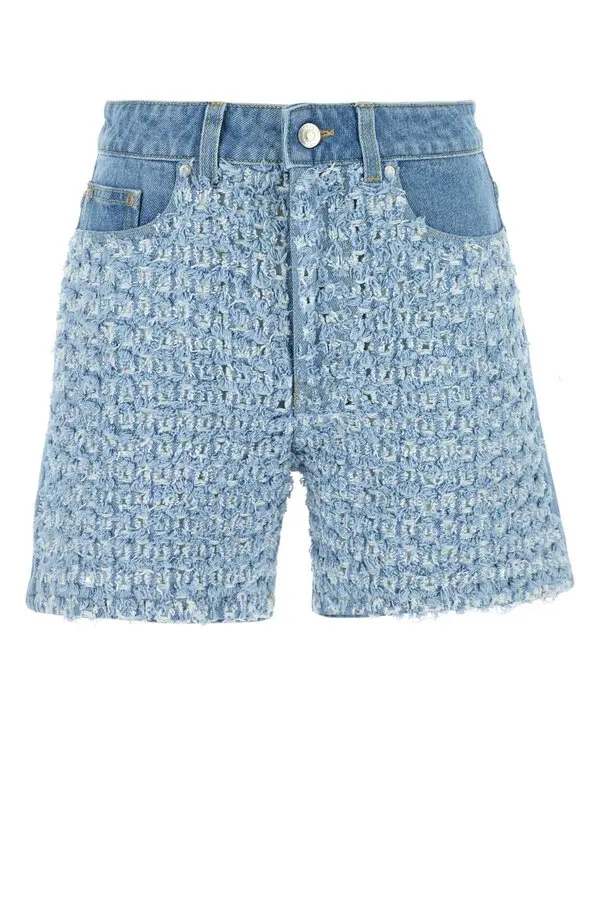 Stella McCartney Denim Shorts With Textured Weave