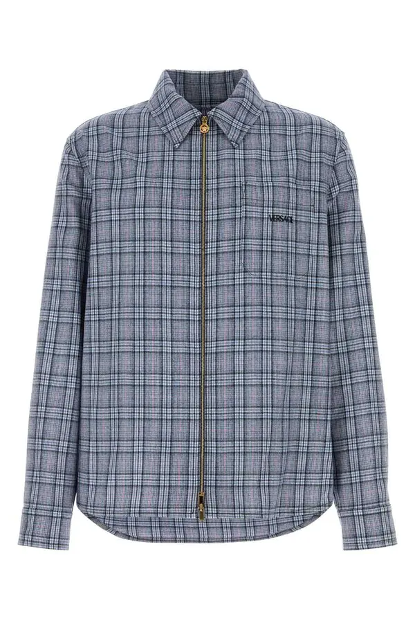 Versace Embroidered Virgin Wool Shirt With Detail