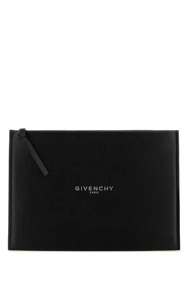 Givenchy Large Leather Antigona Stamped Clutch - Black