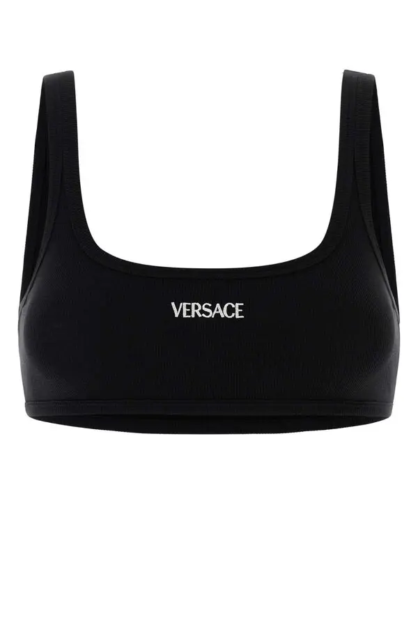Versace Stretch Cotton Bra With Embroidery Details