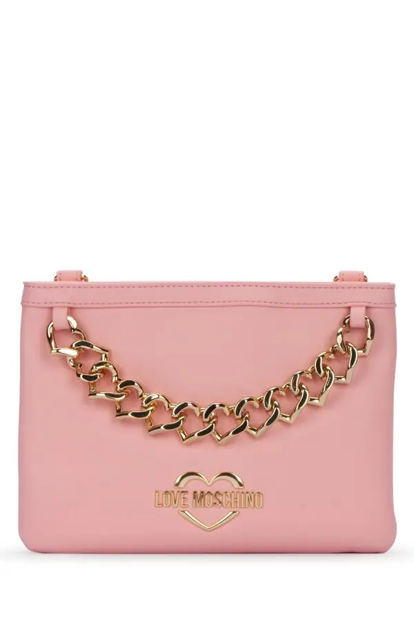Moschino Mini Leather Handbag With Heart Chain