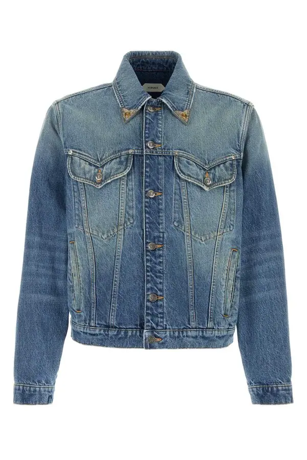Versace Denim Jacket With Classic Collar