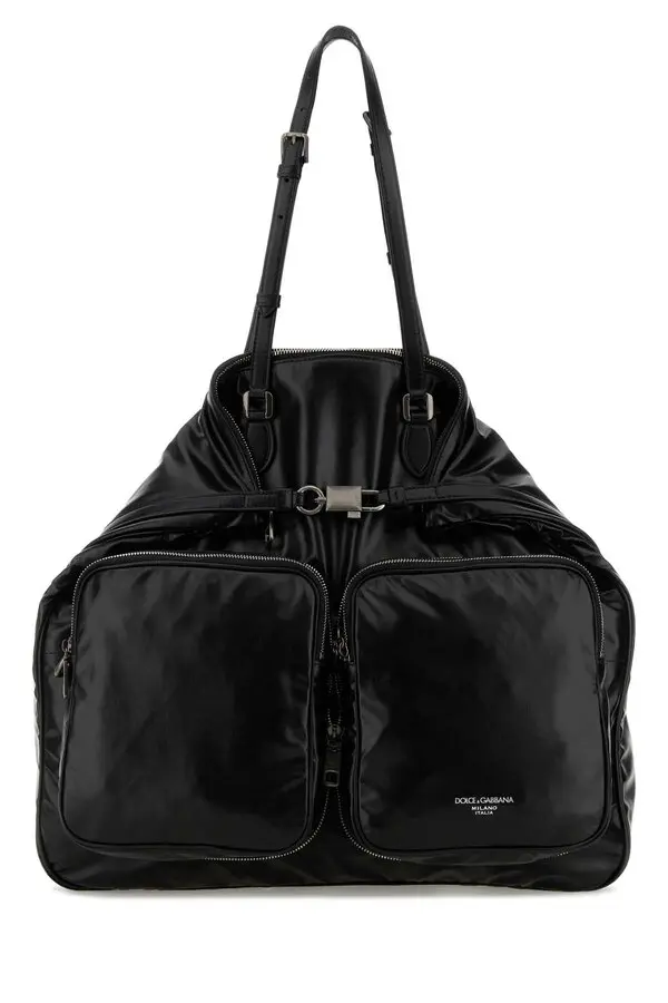 Dolce & Gabbana Calf Leather Shopping Handbag 42 Cm X 40 Cm X 17 Cm With Adjustable Shoulder Strap - Black