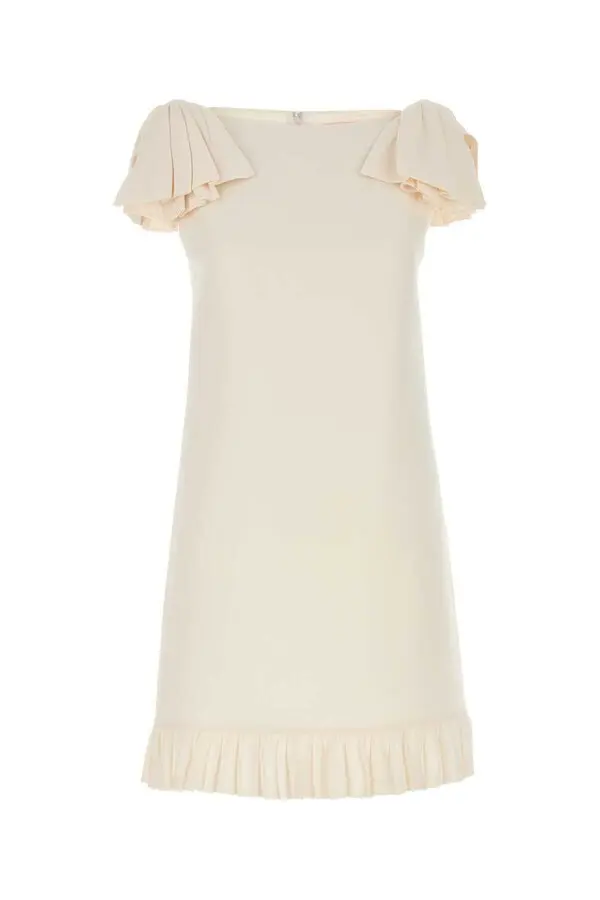 Valentino Garavani Ivory Wool-blend Mini Dress With Silk Lining - White