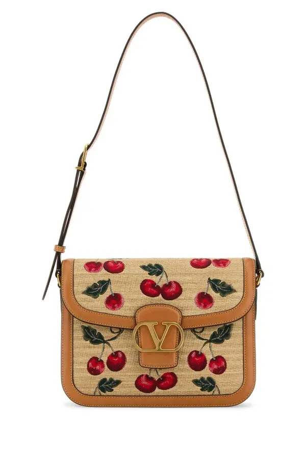 Valentino Garavani Embroidered Raffia Crossbody Handbag