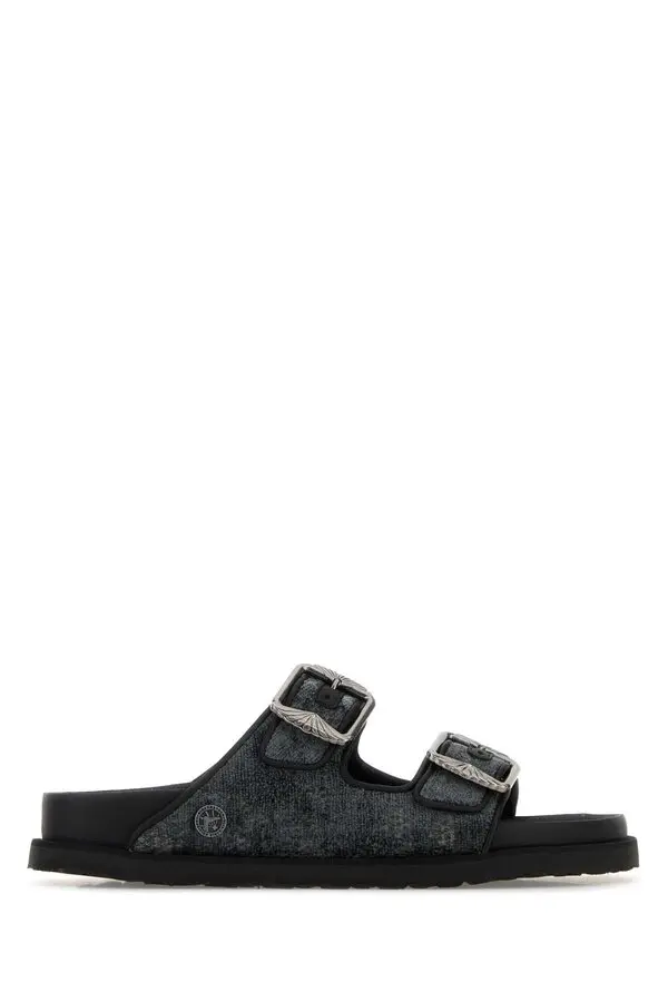 BIRKENSTOCK 1774 X BECOMES BERLIN Arizona Velvet Slip-on Sandals With Contrast Piping - Multicoloured
