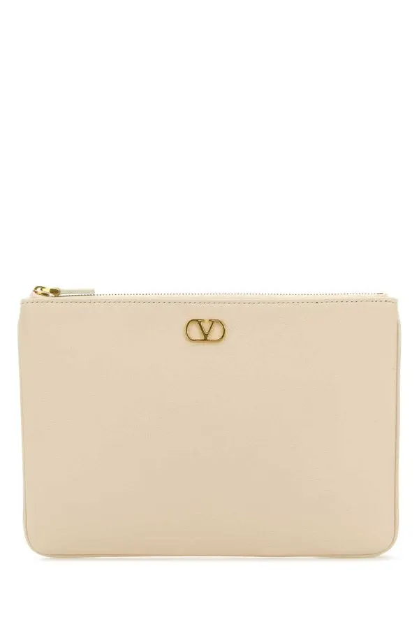 Valentino Garavani Mini Leather Pouch Handbag, 22 Cm X 16 Cm X 3 Cm - White