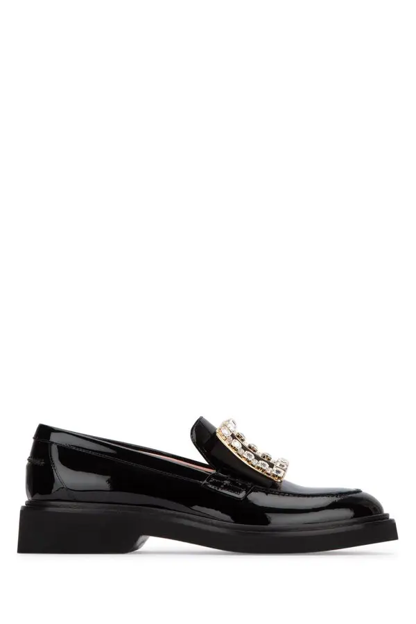 ROGER VIVIER Rhinestone Buckle Loafer Pumps 25