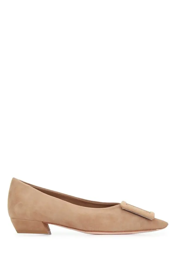 ROGER VIVIER Pointed Toe Covered 'b' Ballerina Flats - Tabaccochiaro