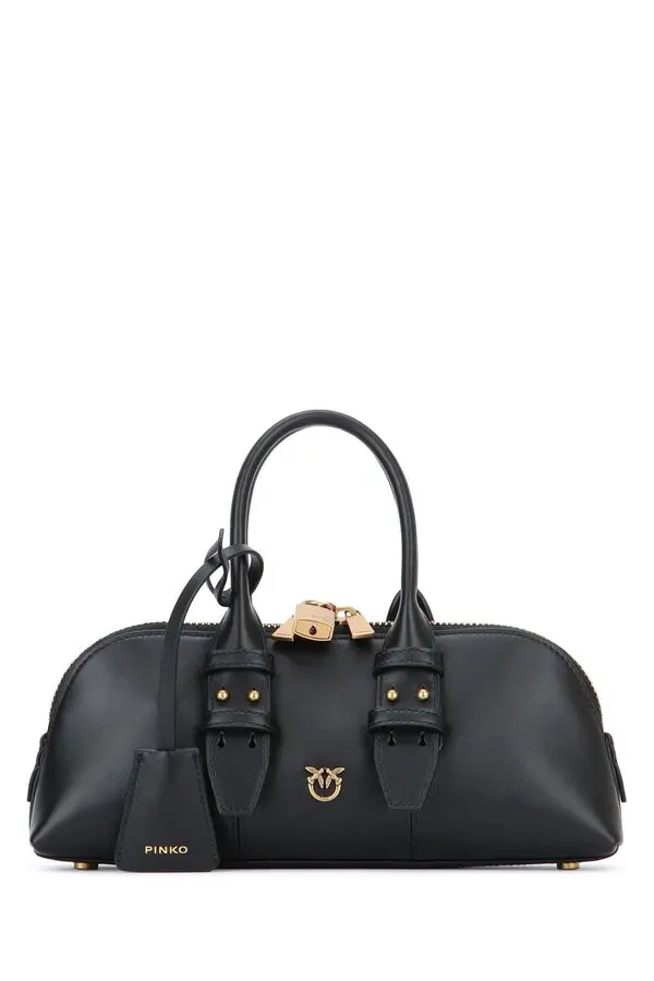 Pinko Leather Bowling Baguette Handbag With Gold Tone Hardware - Z99q