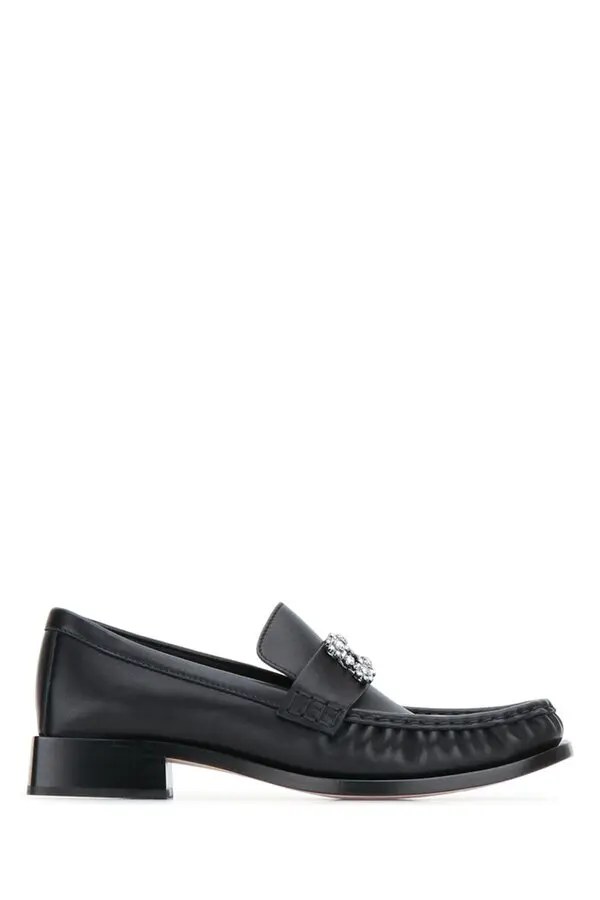 ROGER VIVIER Embellished Moc Toe Loafers - Nero