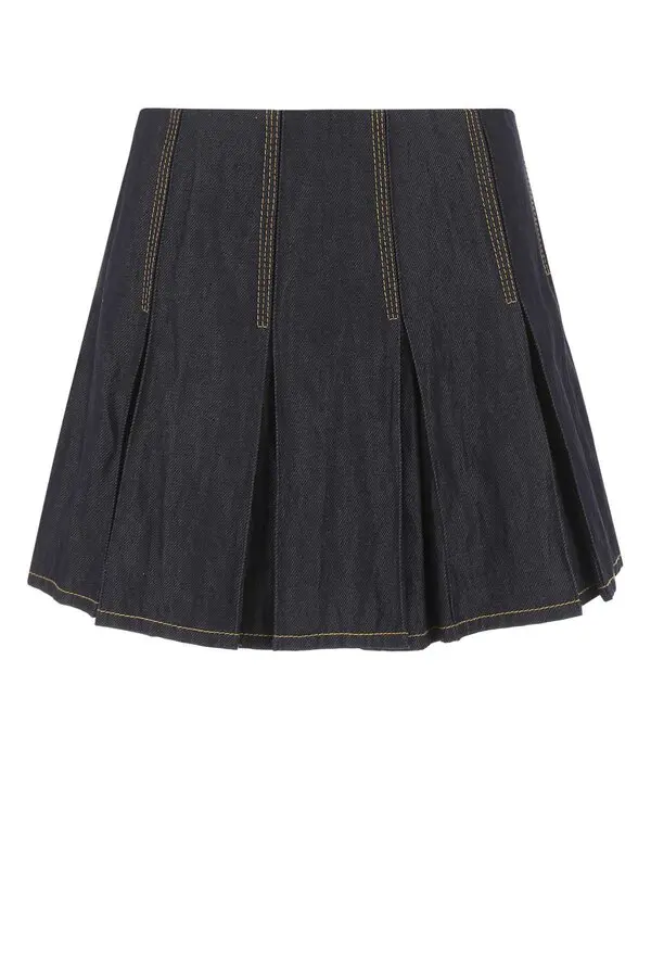 Bottega Veneta Denim Mini Skirt With Metallic Fiber - Blue