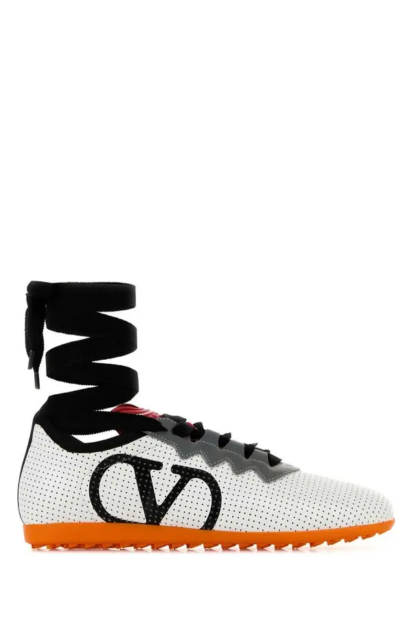 Valentino Garavani Nappa Leather Lace-up Sneakers With Chromathon Detailing - White