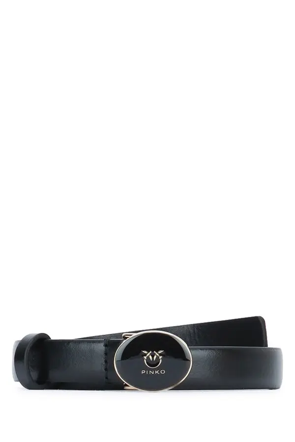 Pinko Round Enamel H2 Buckle Leather Belt