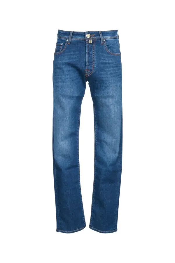 Jacob Cohen Tailored Flat Front Trousers - Mediumblue
