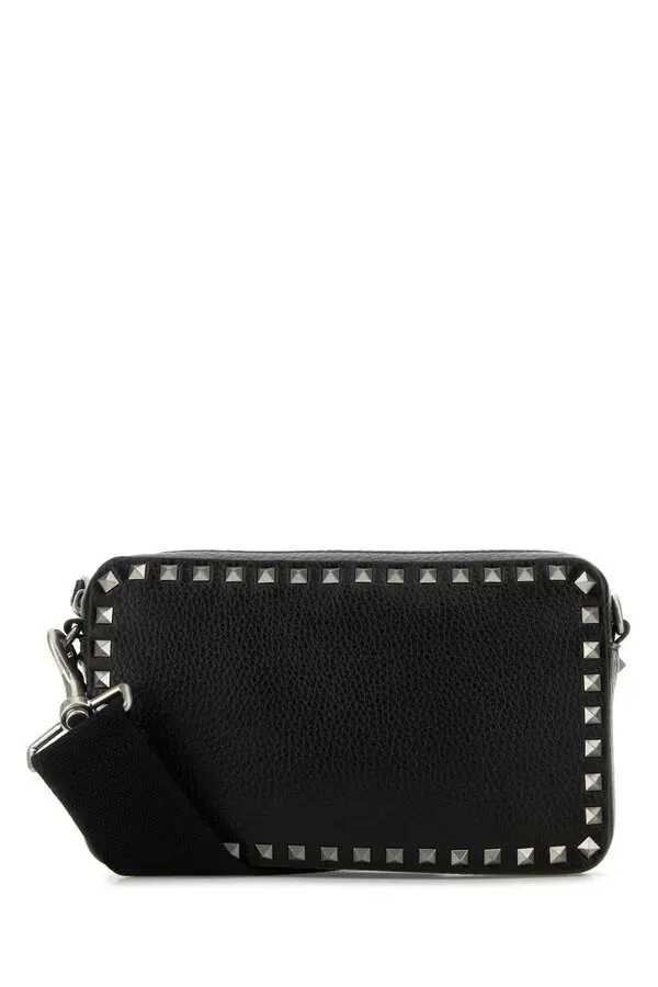 Valentino Garavani Rockstud Leather Crossbody Handbag, 24 X 14.5 X 6 Cm - Black