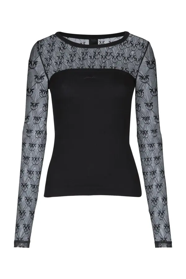 Pinko Lace Sleeve Graphic T-shirt