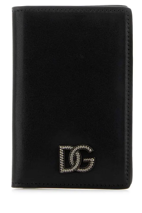 Dolce & Gabbana Ruthenium-finish Leather Mini Card Holder, 7 Cm X 11 Cm