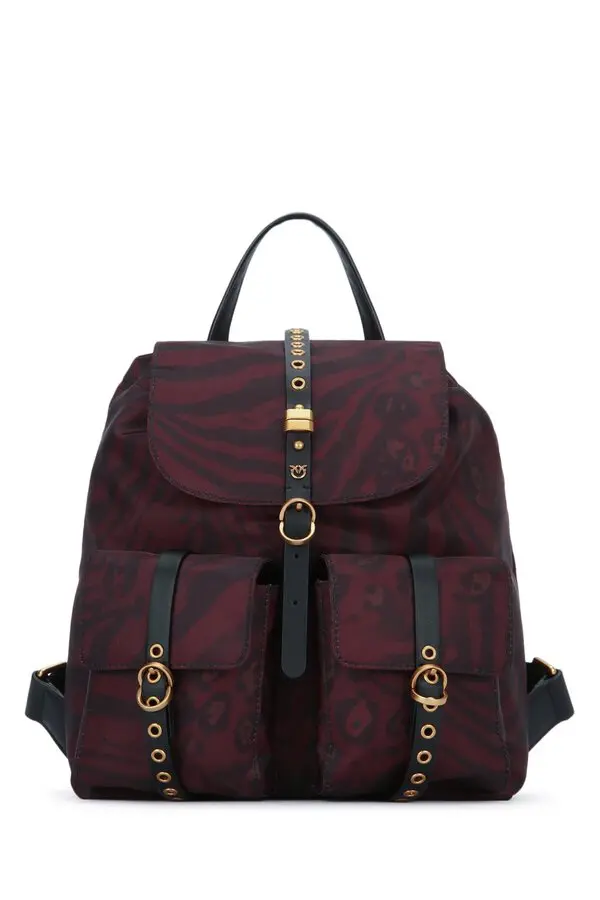 Pinko Classic Nylon Backpack With Buckle And Gold Tone Hardware