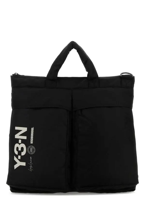 Y-3 YOHJI YAMAMOTO ADIDAS Y-3 Yamamoto Style Fabric Shopping Handbag - Black