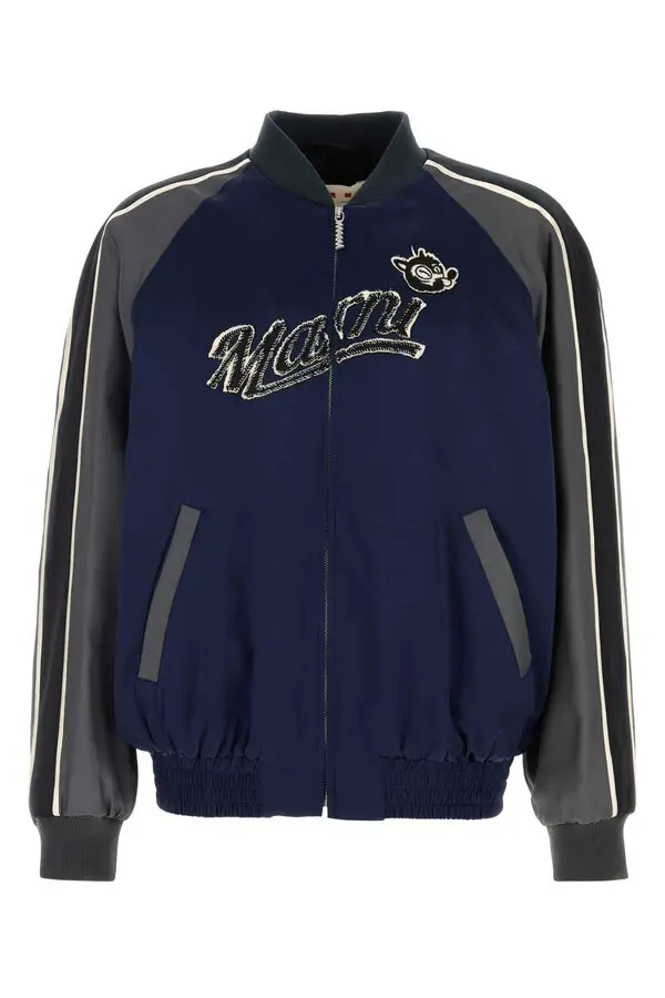 Marni Satin Bomber Jacket For - Blue