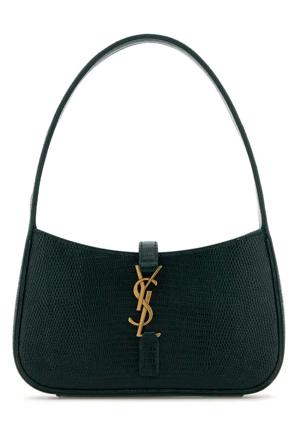 Saint Laurent Le 5 À 7 Mini Leather Handbag With Antiqued Gold-tone Hardware - Green