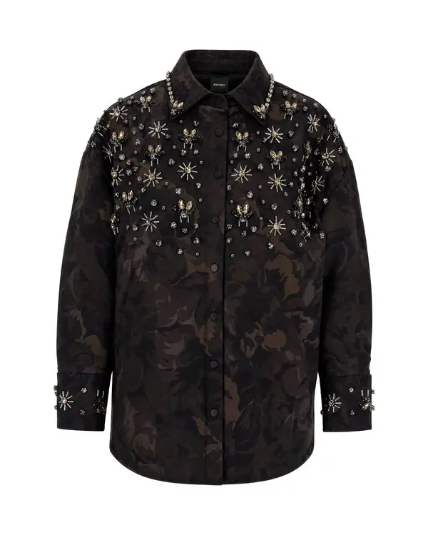 Pinko Embellished Camouflage Shirt Jacket - Mult.verde/nero