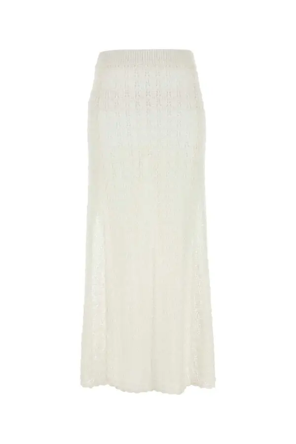 GANNI Crochet Knit Maxi Skirt - White