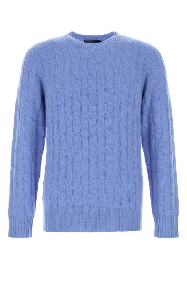 Polo Ralph Lauren 100% Cashmere Cable Knit Sweater - Light Blue