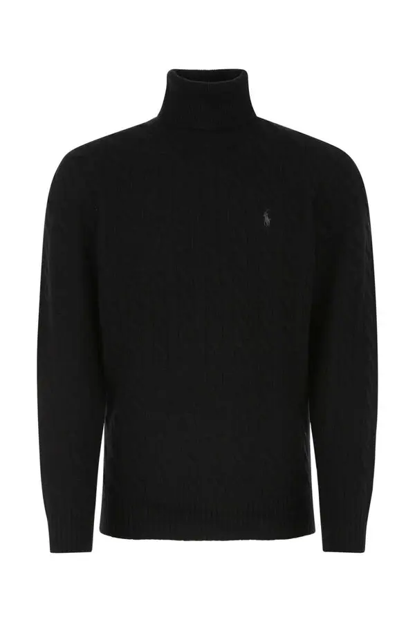 Polo Ralph Lauren Wool-cashmere Cable Knit Turtleneck Sweater - Black