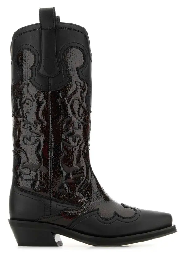 GANNI Leather Ankle Boots With Leather Sole