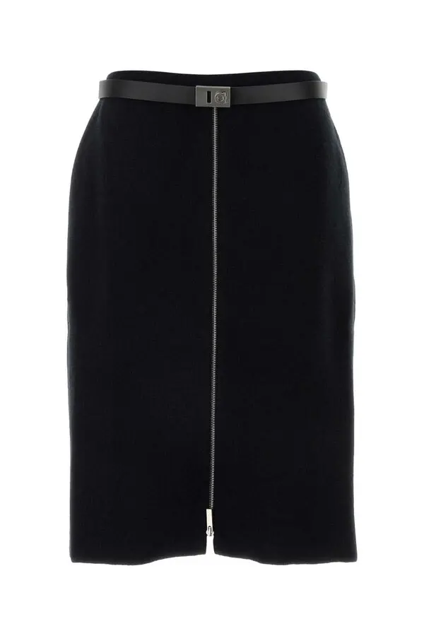 FERRAGAMO Salvatore Stretch Wool Blend Skirt