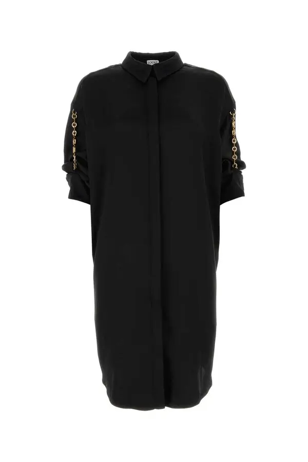 Loewe Satin Shirt Dress - Black