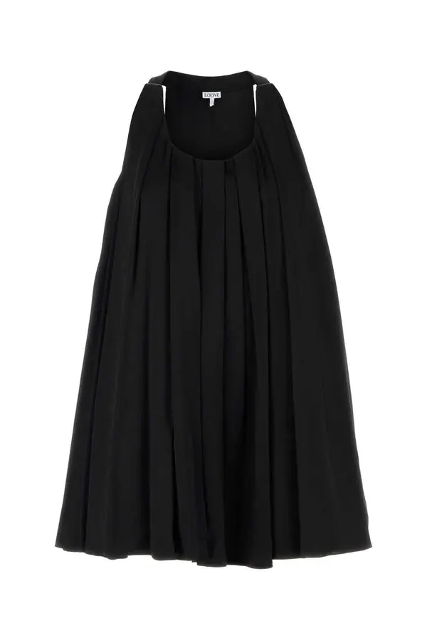 Loewe Satin Mini Dress With Draped Detail - Black