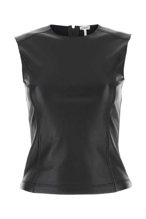 Loewe Leather And Fabric Top - Black