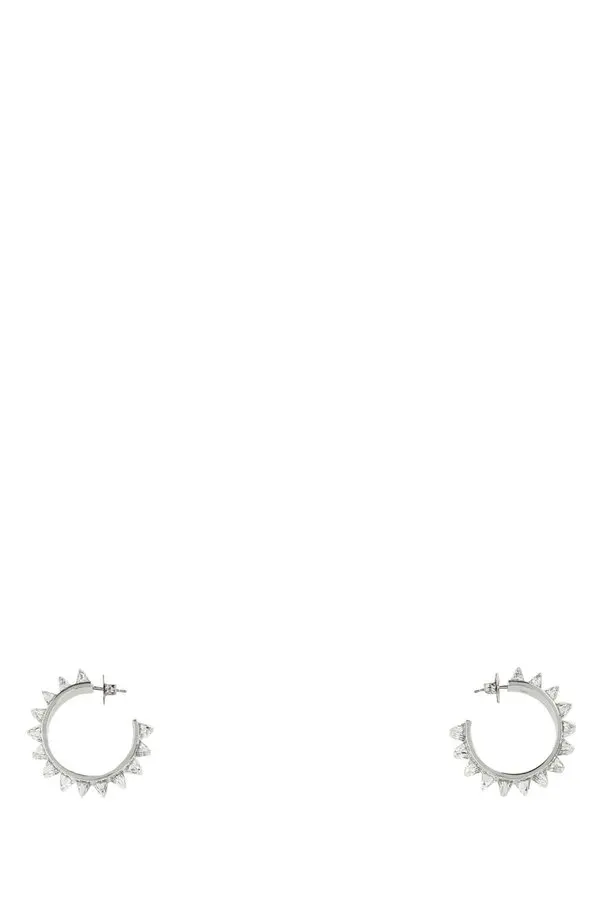 Amina Muaddi Embellished Metal Hoop Earrings