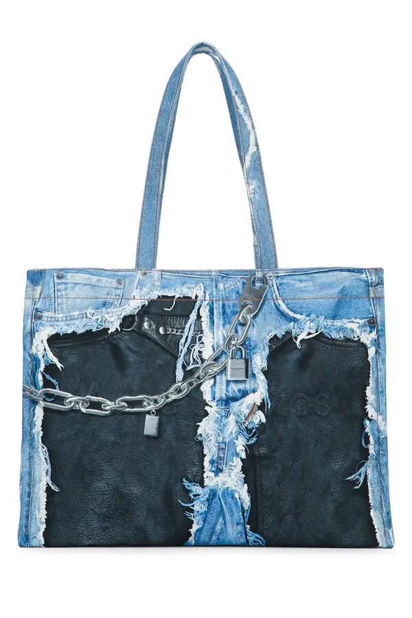 Acne Studios Denim And Leather Tote Bag - Midblue