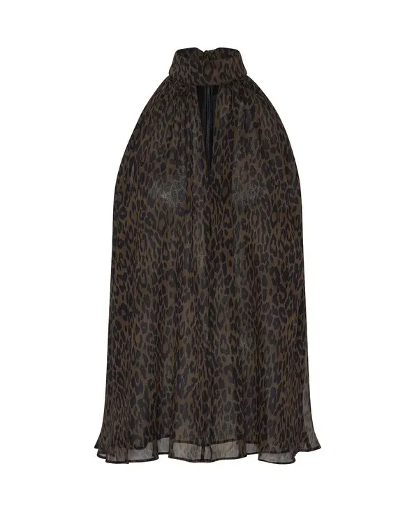 ROTATE BY BIRGER CHRISTENSEN Leopard Print Halter Top - Molé Comb.