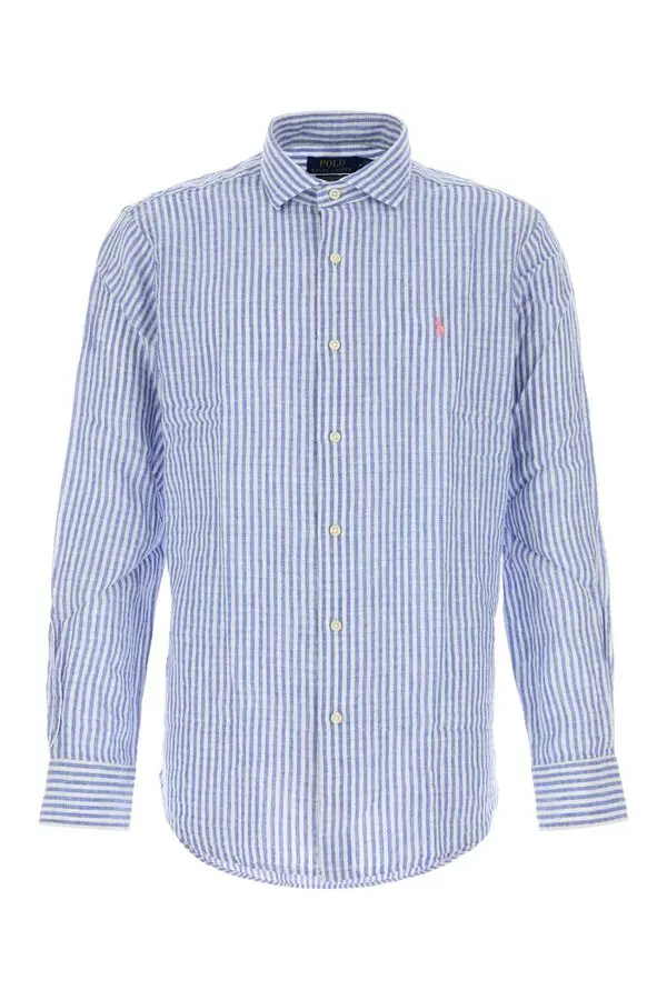 Polo Ralph Lauren Embroidered Linen-blend Striped Shirt